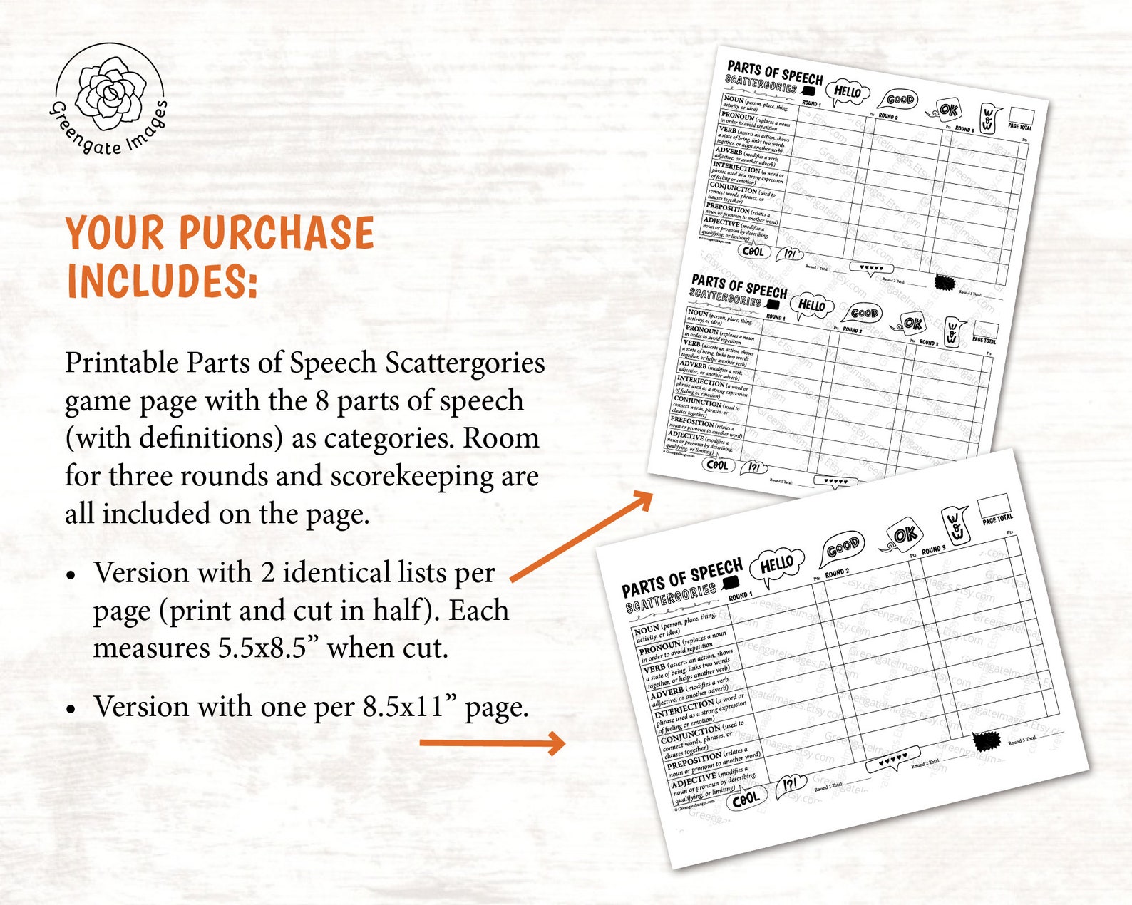 Parts of Speech Scattergories - PRINTABLE Instant Download PDF. Learn ...
