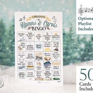 Christmas Hymn Bingo - 50 PRINTABLE Unique Cards. Instant Download PDF ...