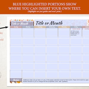 Editable Calendar Templates: Blank Calendar Pages, Fall Calendar, 8 ...