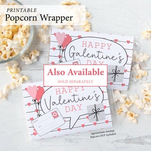 Valentine's Day Popcorn Wrapper - PRINTABLE Microwave Popcorn Wrapper ...