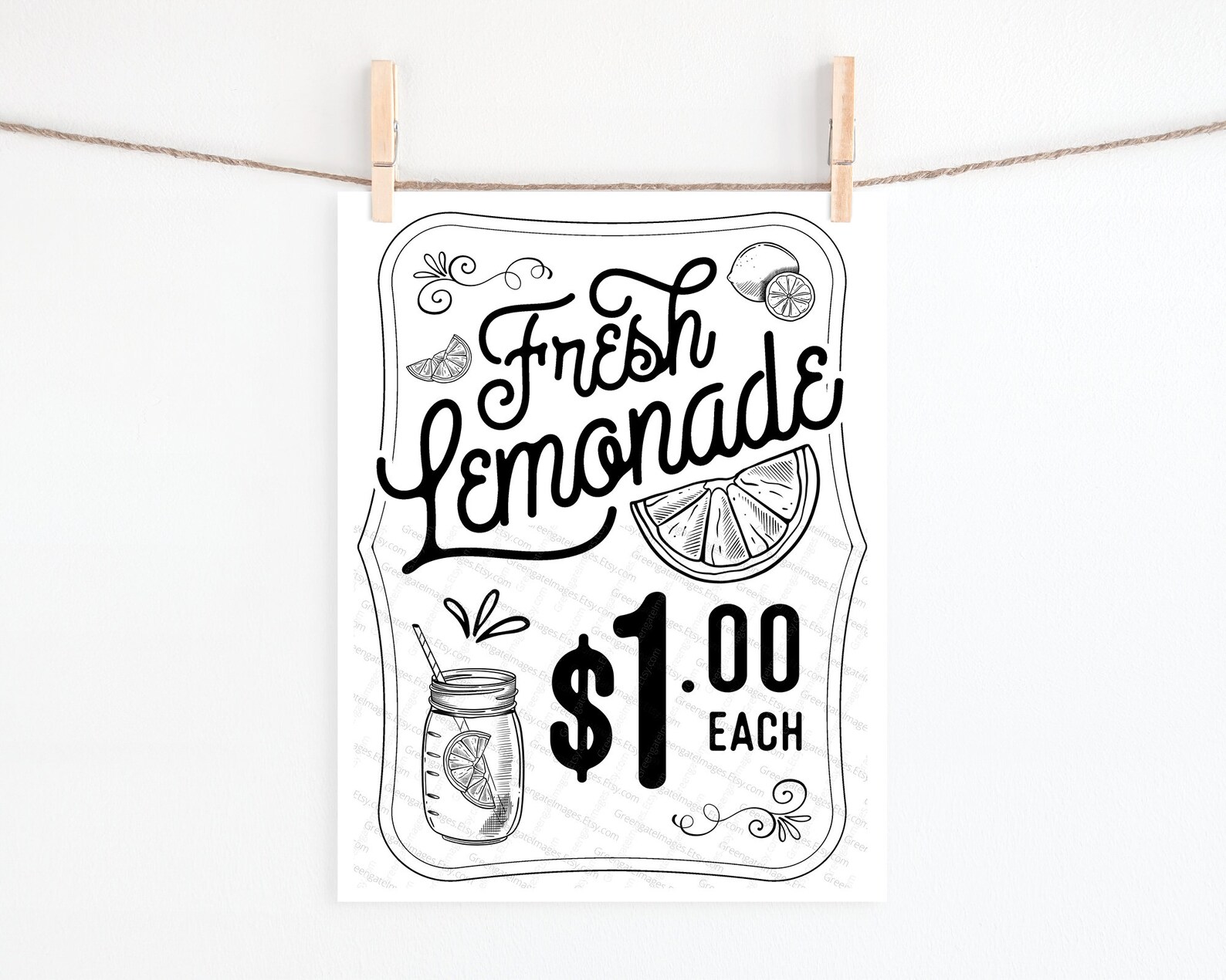Fresh Lemonade Sign PRINTABLE Corjl 8.5x11 Sign - Etsy