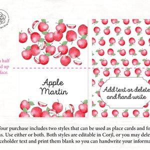 Apple Place Cards Edit in Corjl Printable Food Signs - Etsy