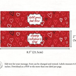 Valentine Water Bottle Label Printable, Corjl Editable, Beverage Wrap ...