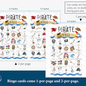 Pirate Bingo - 50 PRINTABLE Unique Cards. Instant Digital Download PDF ...