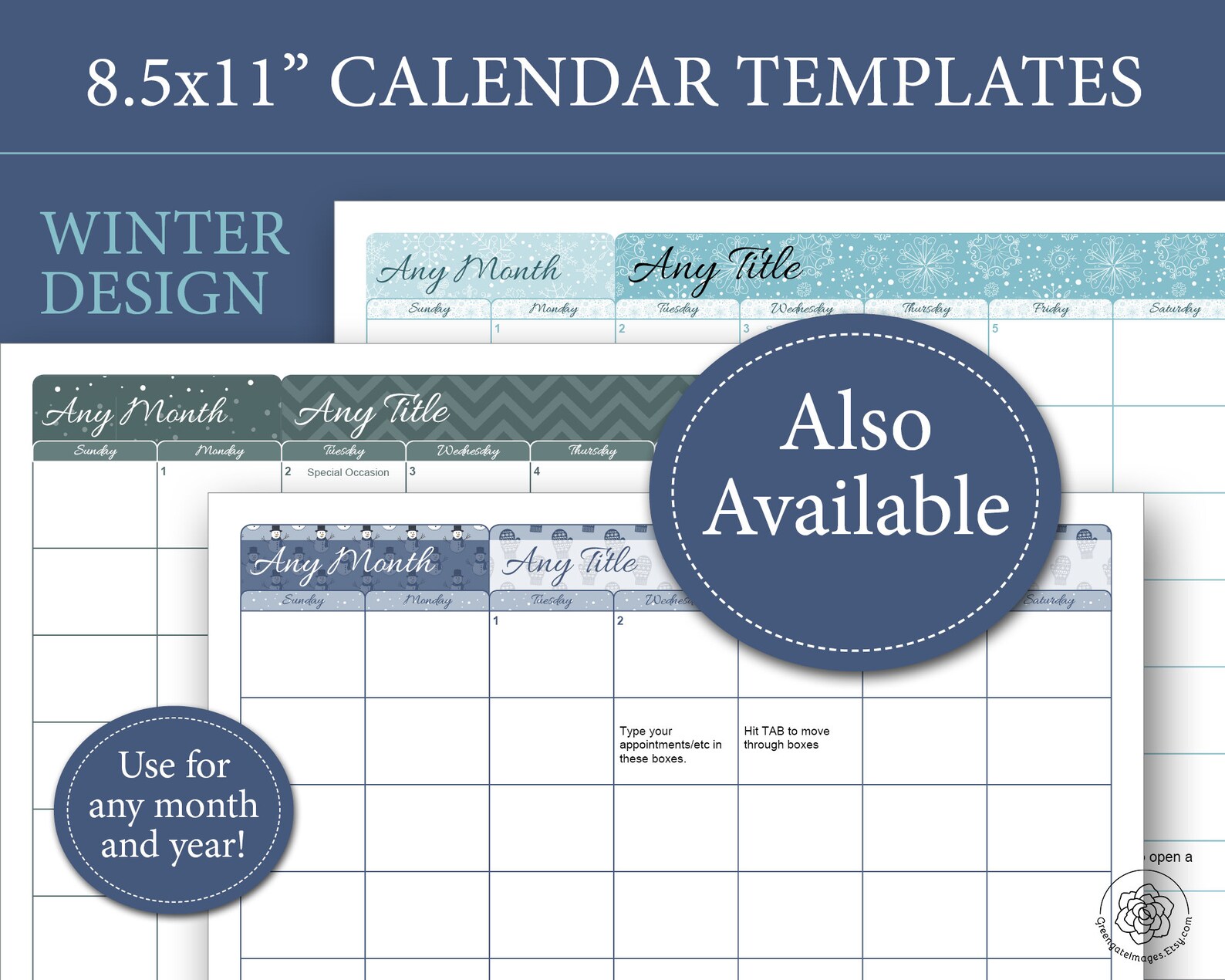 Editable Calendar Templates: Blank Calendar Pages Fall - Etsy