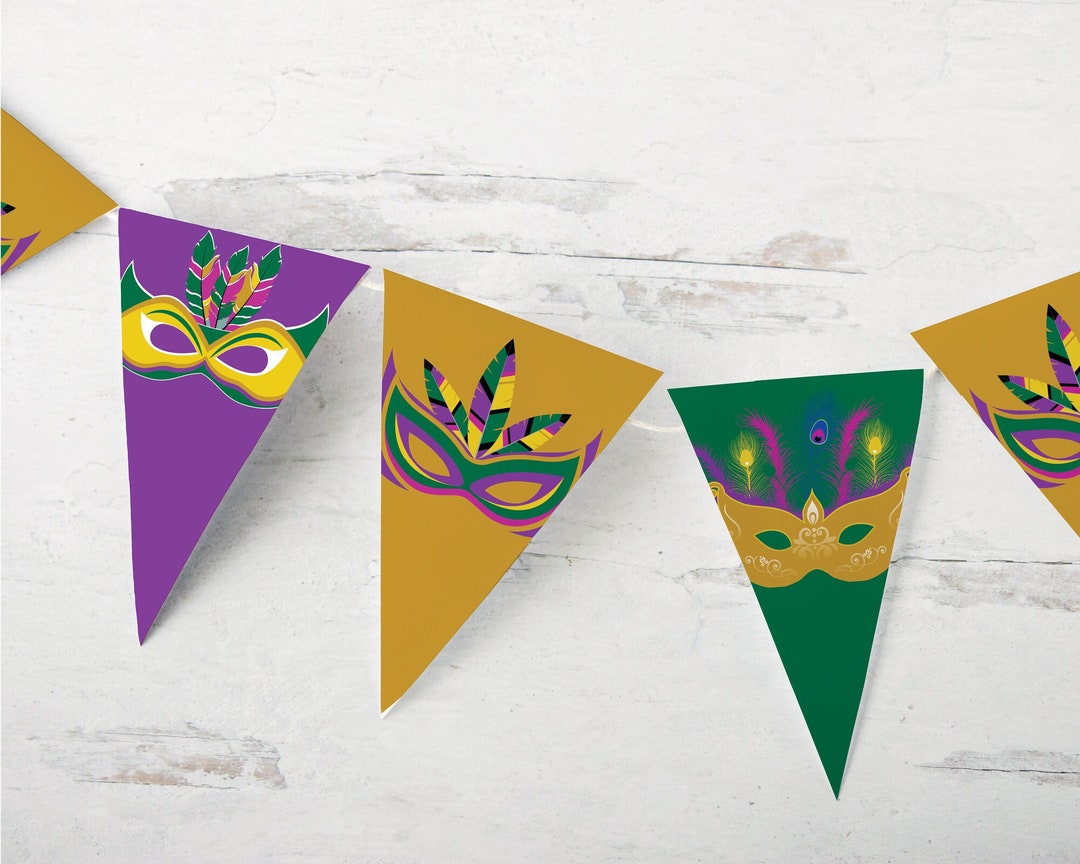 Mardi Gras Bunting - Printable Banner, Instant Download, Party Decor ...