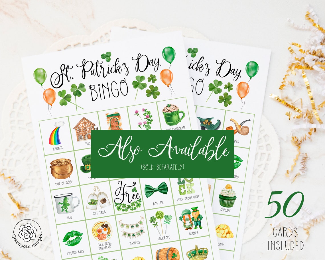 St. Patrick's Day Bingo Cards: Printable Bingo Cards 50 - Etsy
