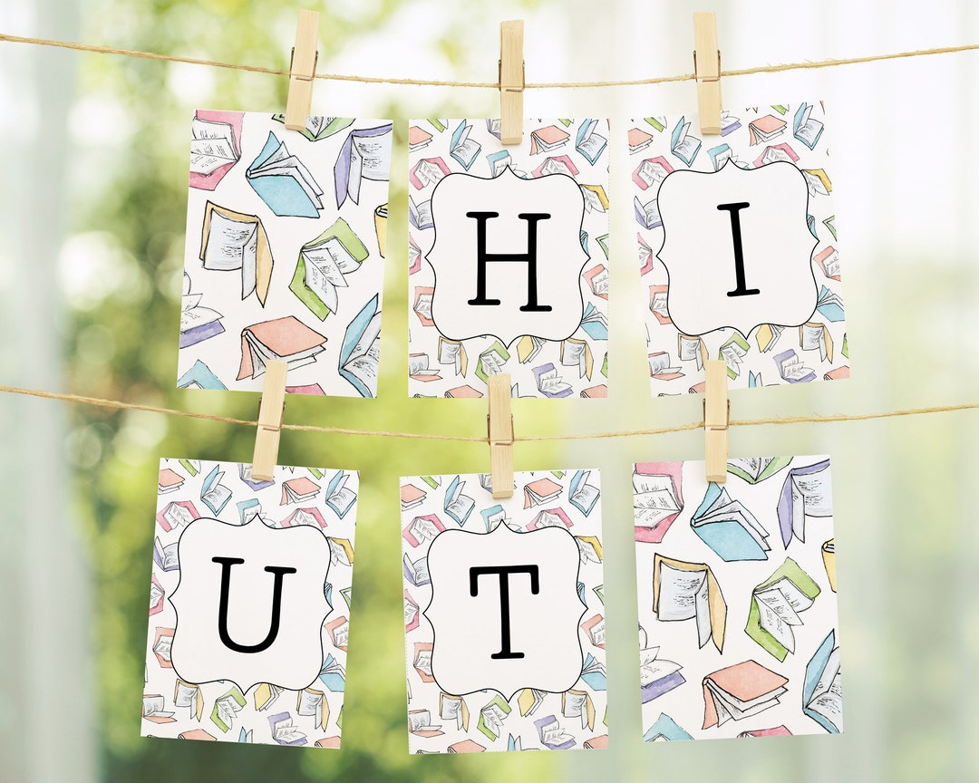 Books Message Banner - PRINTABLE Template. Add Your Text in Corjl ...