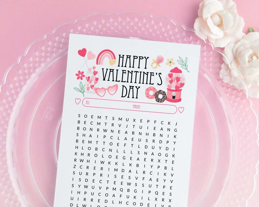 Valentine Word Search - PRINTABLE Word Find With to and From. Instant ...