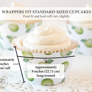 Green Apple Cupcake Wrapper - Printable Cupcake, Printable Pdf, Fall ...