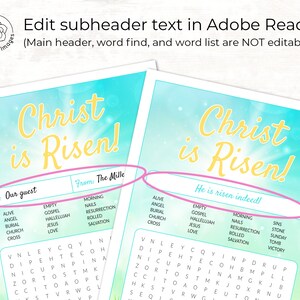 Christian Easter Word Find Cards - Printable Instant Download ...