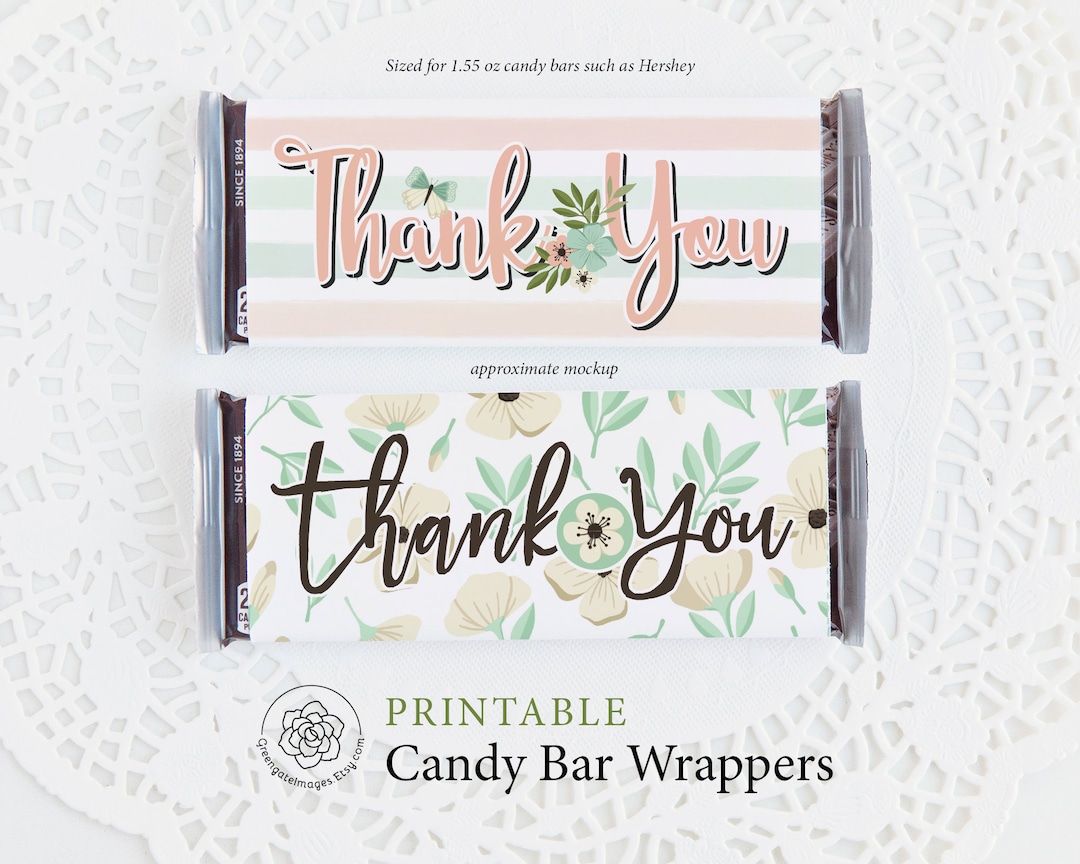Thank You Candy Bar Wrappers - PRINTABLE Chocolate Bar Wrapper ...