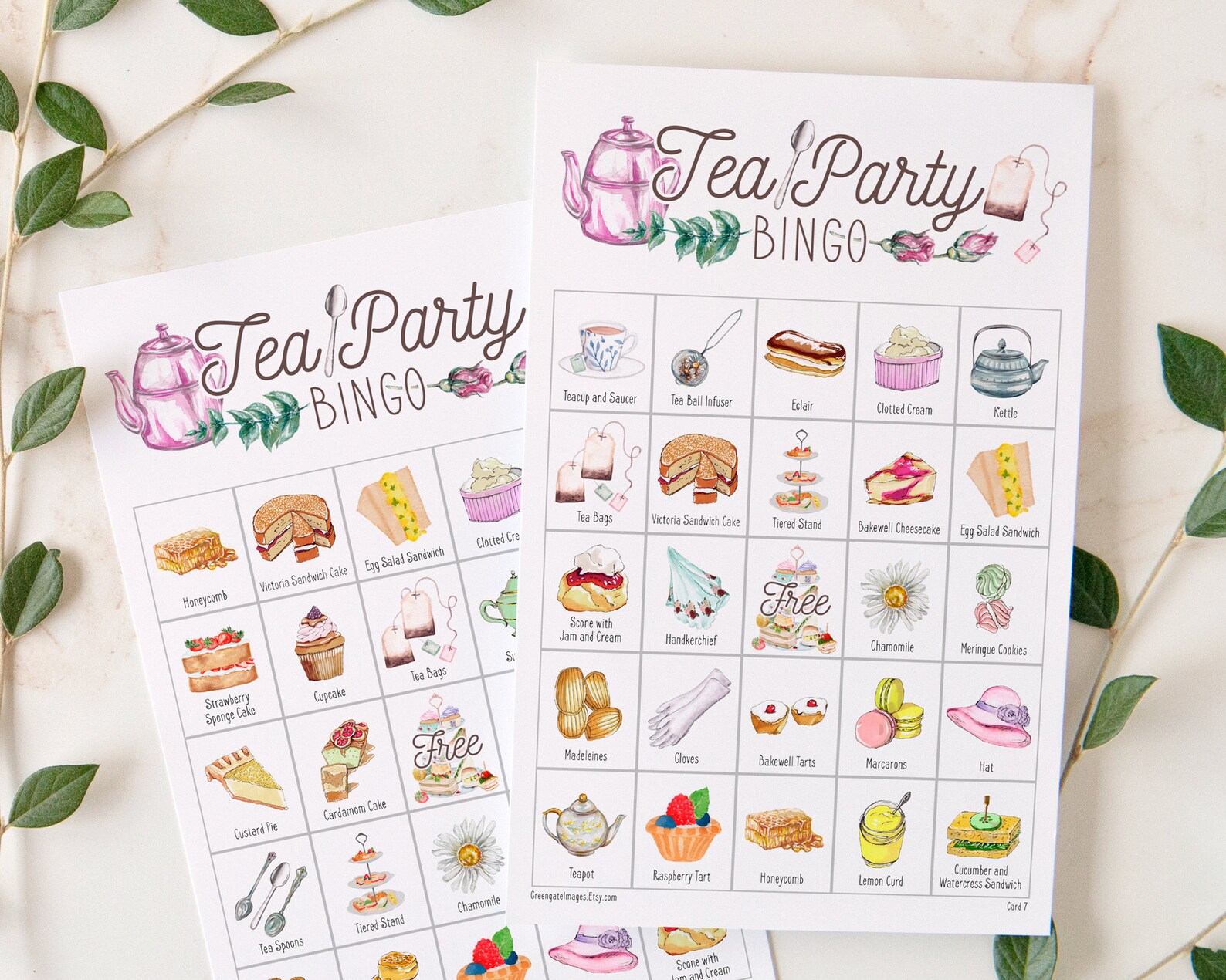Tea Party Bingo Cards: 50 Printable Bingo Cards Women's - Etsy