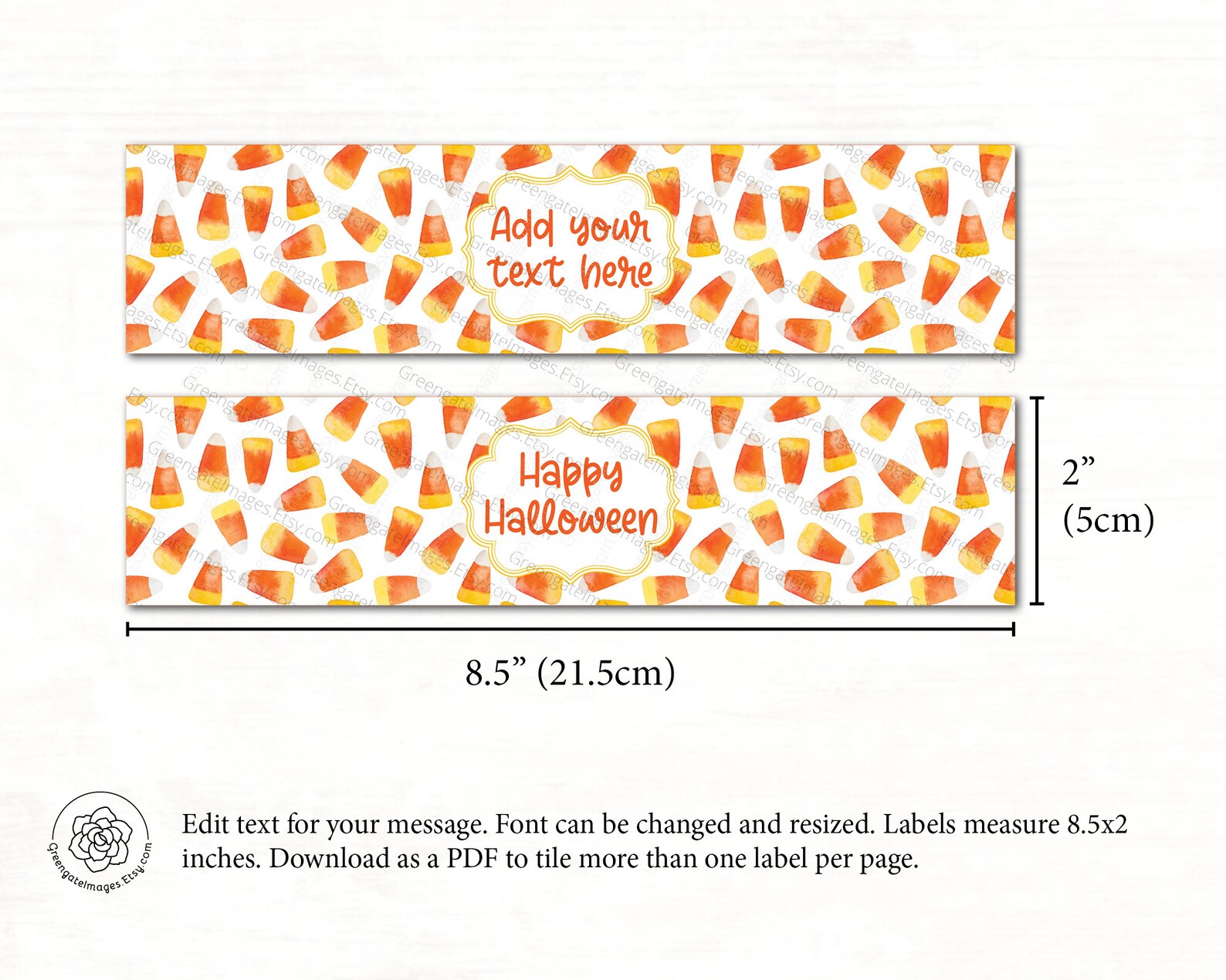 Candy Corn Water Bottle Label printable corjl editable | Etsy