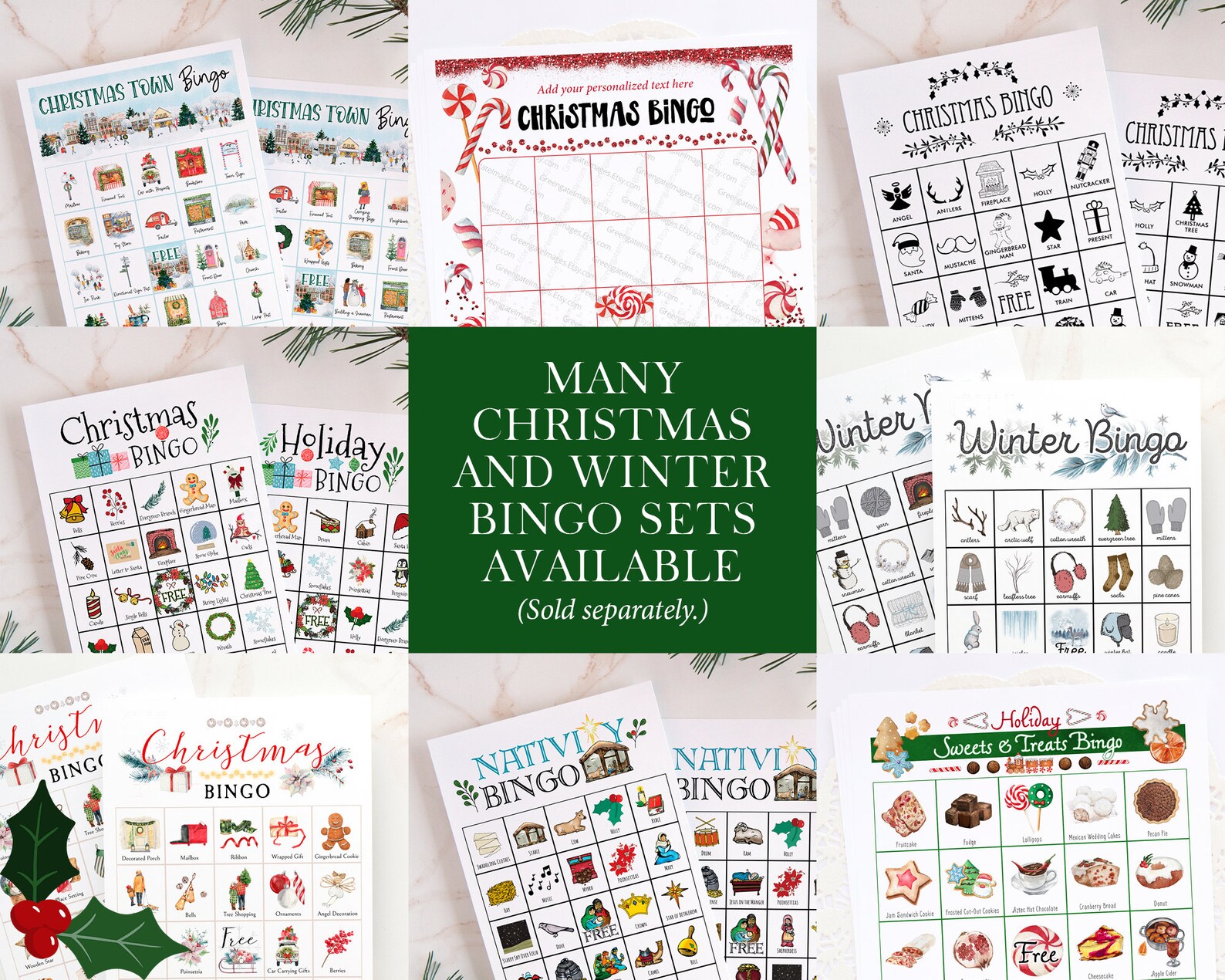 Christmas/holiday Bingo Cards: Printable Bingo 50 Cards | Etsy