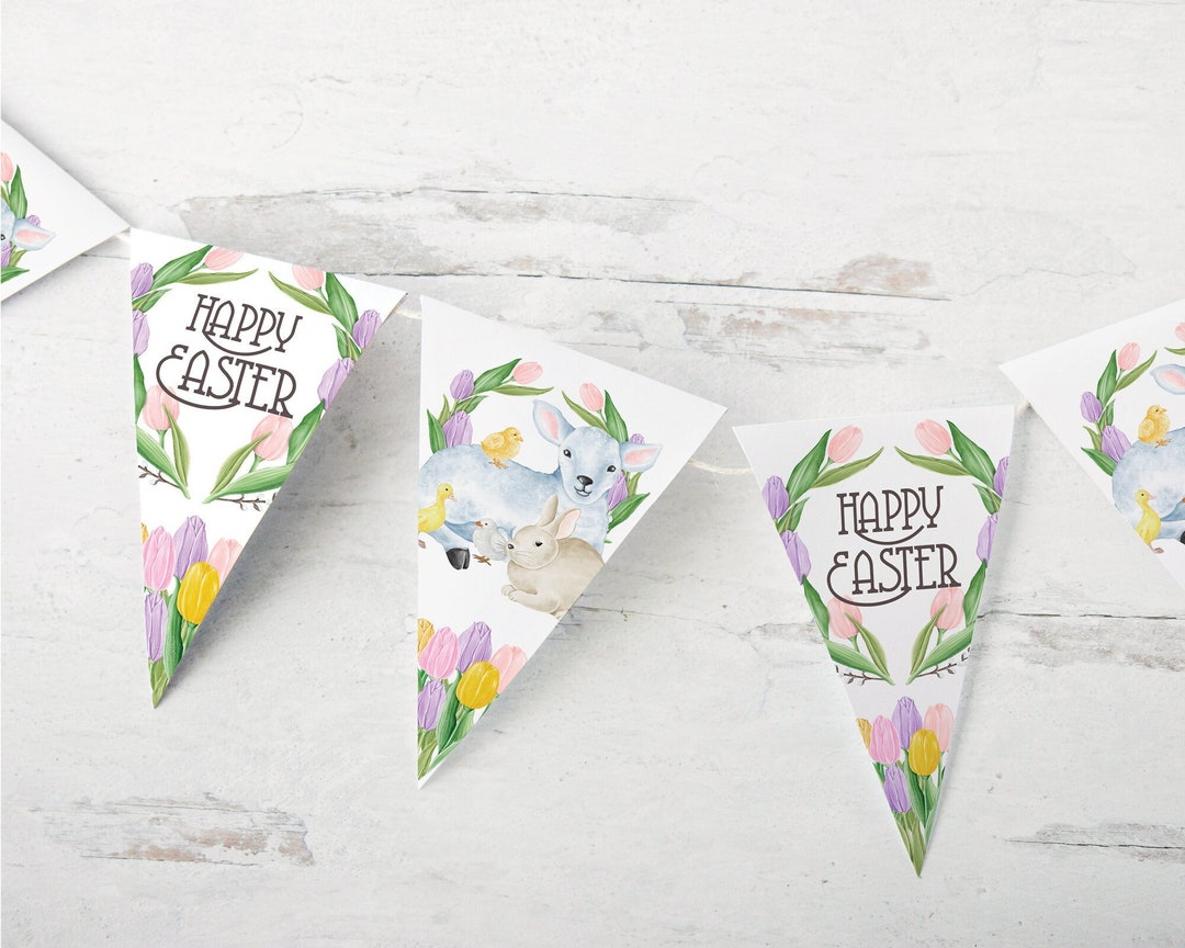 Easter Bunting - PRINTABLE Banner Flags, Instant Digital Download ...