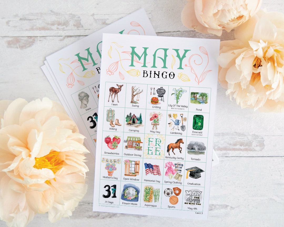 May Bingo 50 PRINTABLE Unique Cards. Instant Digital - Etsy