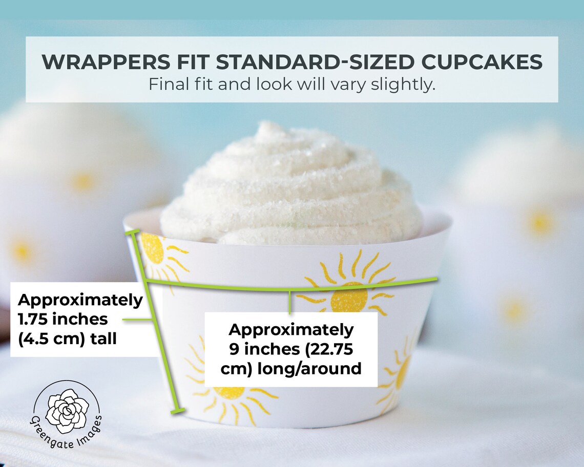 Sun Cupcake Wrapper - PRINTABLE Instant Download PDF. Yellow Sunshine ...