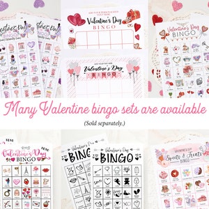 Valentine's Day Bingo Cards: Printable Bingo Cards, 50 Cards, Senior ...