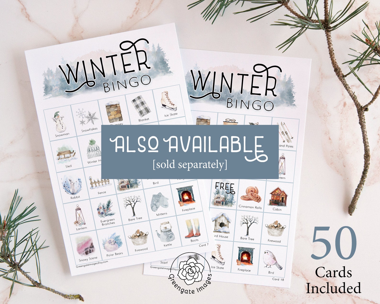 Winter I Bingo Cards: Printable Bingo 50 Cards Senior - Etsy