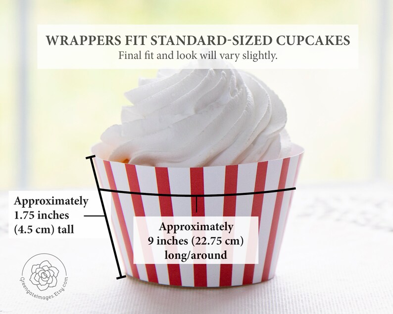 Red and White Cupcake Wrappers PRINTABLE stripes instant | Etsy