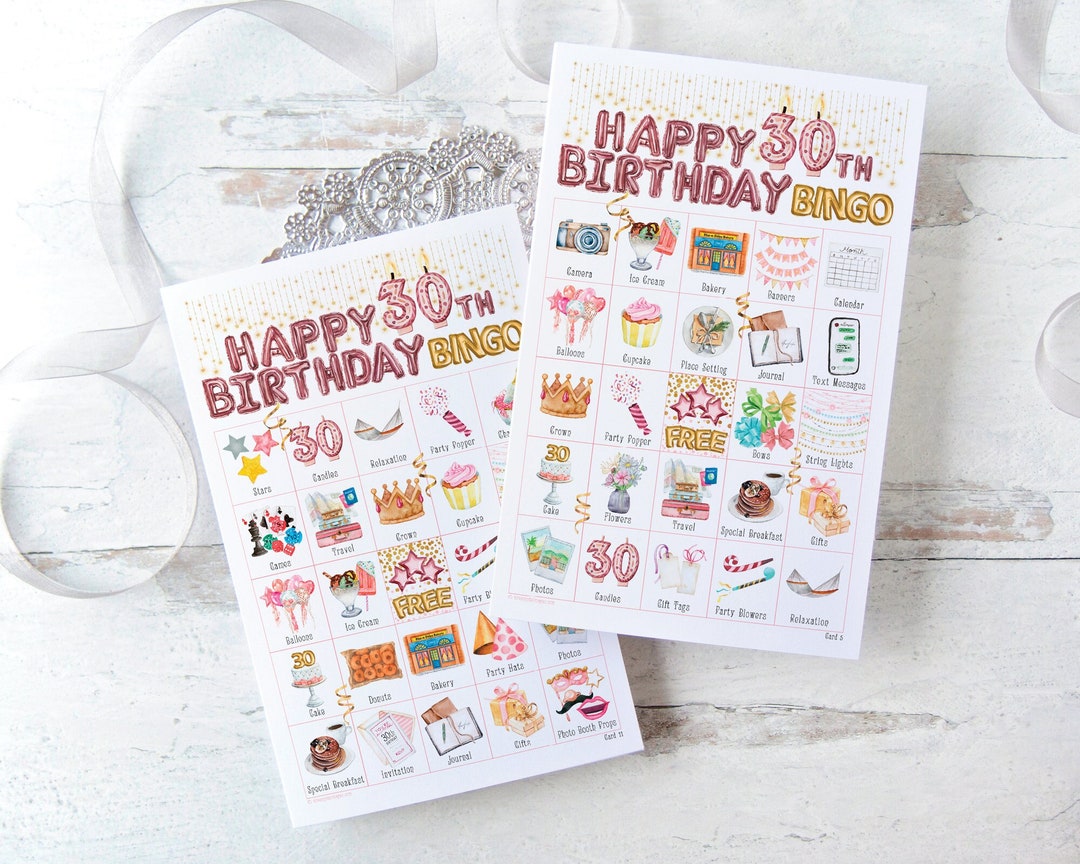 30th Birthday Bingo - 50 PRINTABLE Unique Cards. Instant Digital ...