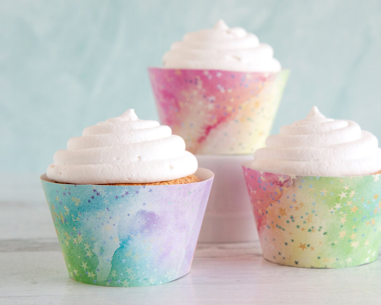 Pastel Rainbow Cupcake Wrapper Printable Cupcake Wrap - Etsy