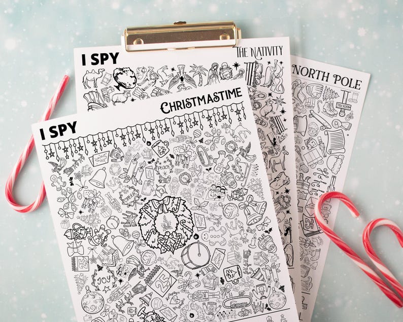 Christmas I Spy Bundle - PRINTABLE - Answer Key Included! Three 8.5x11 ...