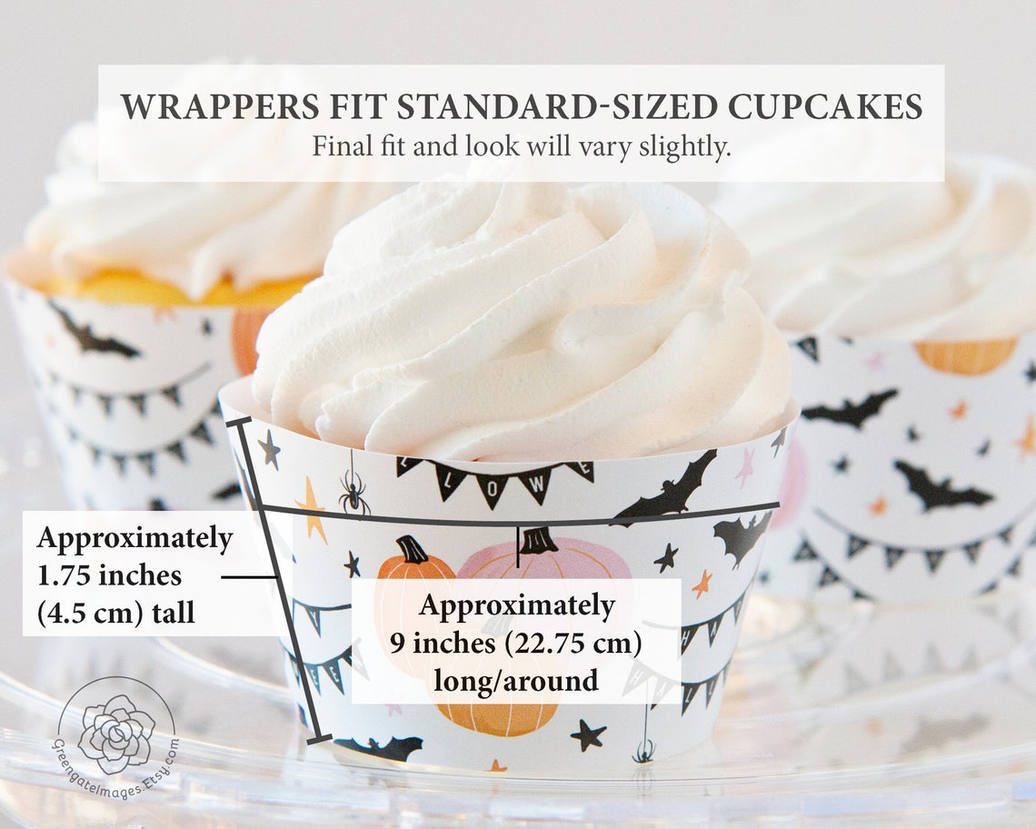 Halloween Cupcake Wrappers Printable Cupcake Wraps Peach - Etsy