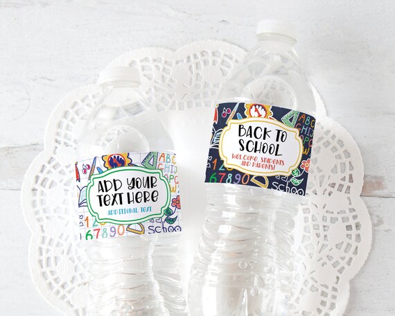 School Pattern Water Bottle Labels PRINTABLE Corjl - Etsy