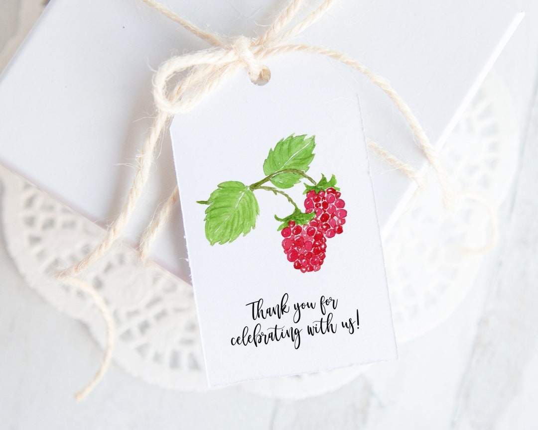 Raspberry Gift Tags - Printable Gift Tag, Editable Corjl, Favor Bag Tag ...