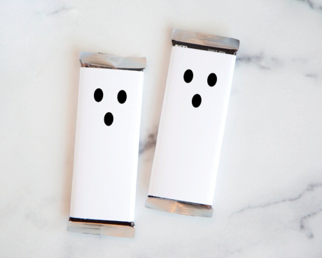 Minimalist Ghost Candy Bar Wrappers - PRINTABLE Chocolate Sleeve, Trick ...