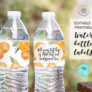 Oranges Water Bottle Label - Printable, Corjl Editable, Party Decor ...