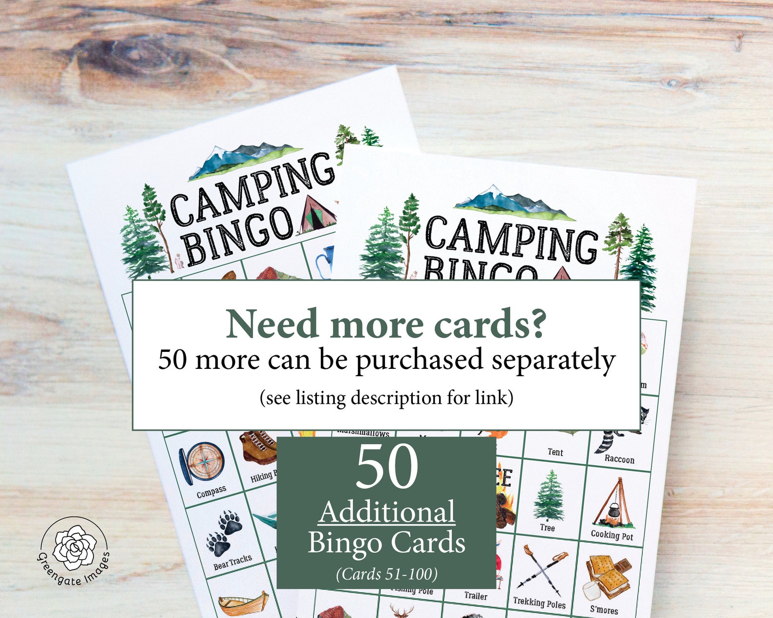 Camping Bingo: PRINTABLE 50 Cards, Bingo Pdf Game, Party Game Ideas ...
