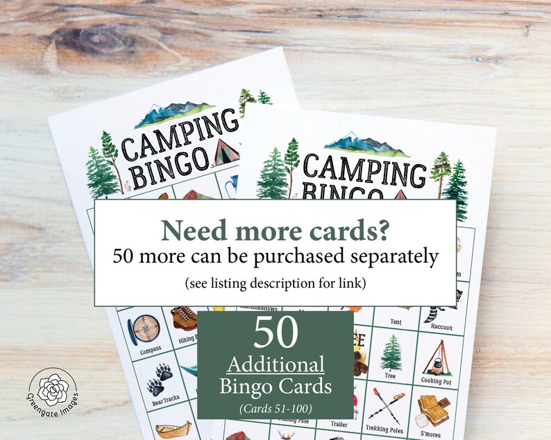 Camping Bingo: PRINTABLE 50 Cards Bingo Pdf Game Party Game - Etsy