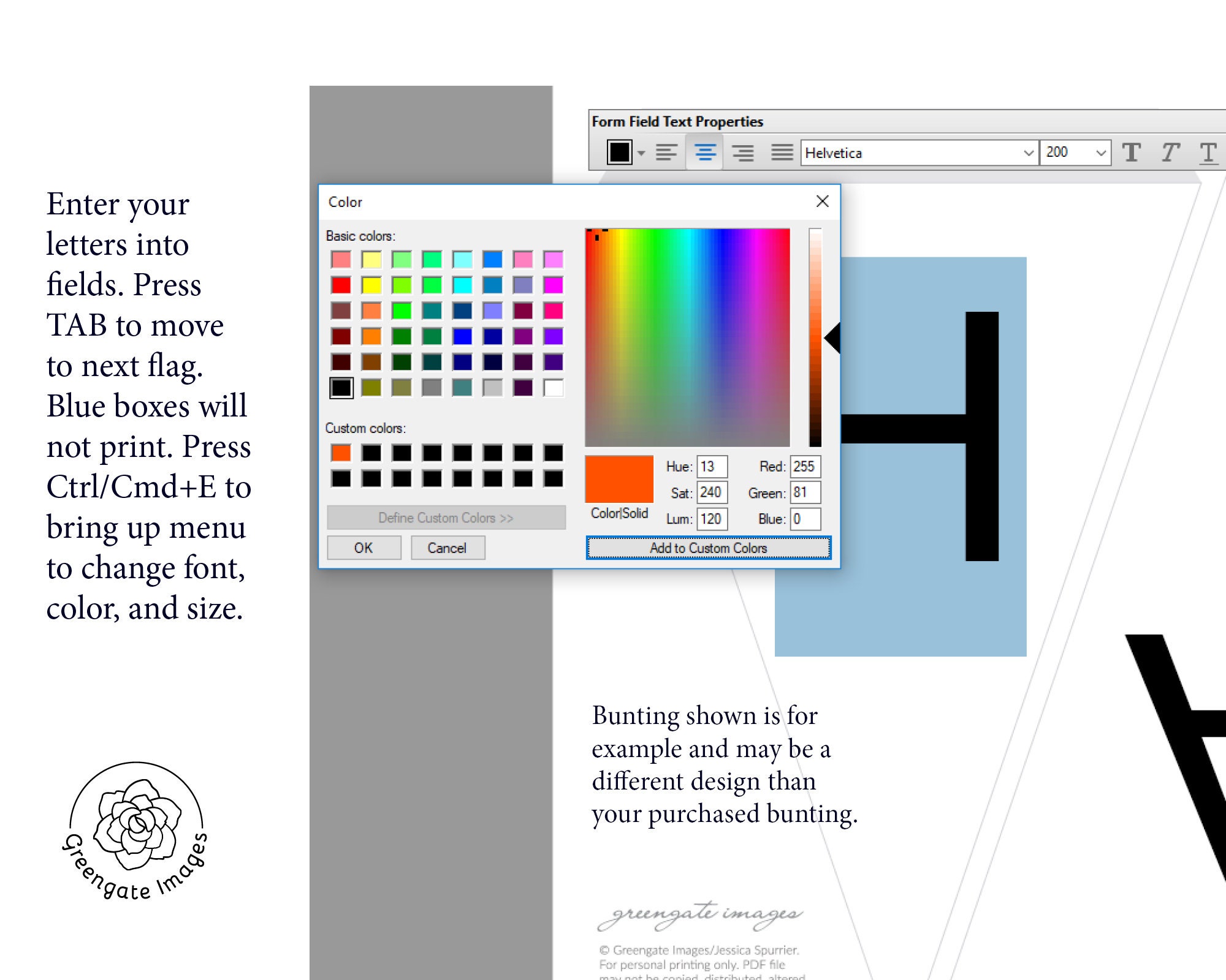 Blue Letter Banner - PRINTABLE, Editable Banner PDF. Instant Digital ...