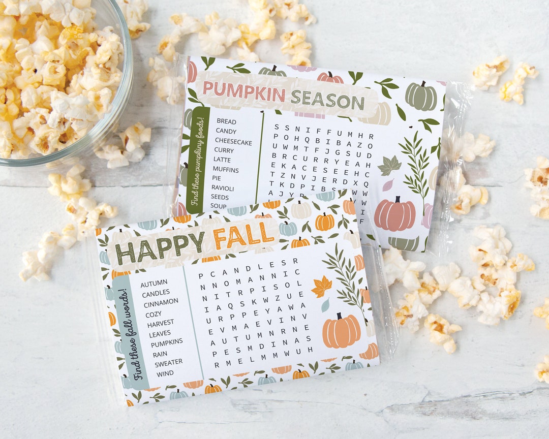 Fall Popcorn Wrapper Duo - PRINTABLE Microwave Popcorn Wrapper PDF ...