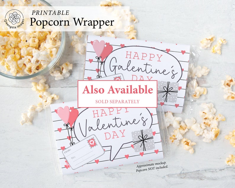 Valentine's Day Popcorn Wrapper PRINTABLE Microwave - Etsy