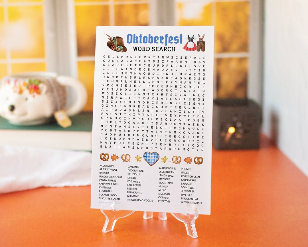Oktoberfest (non-alcoholic) Word Search - Big PRINTABLE 40-word Find ...