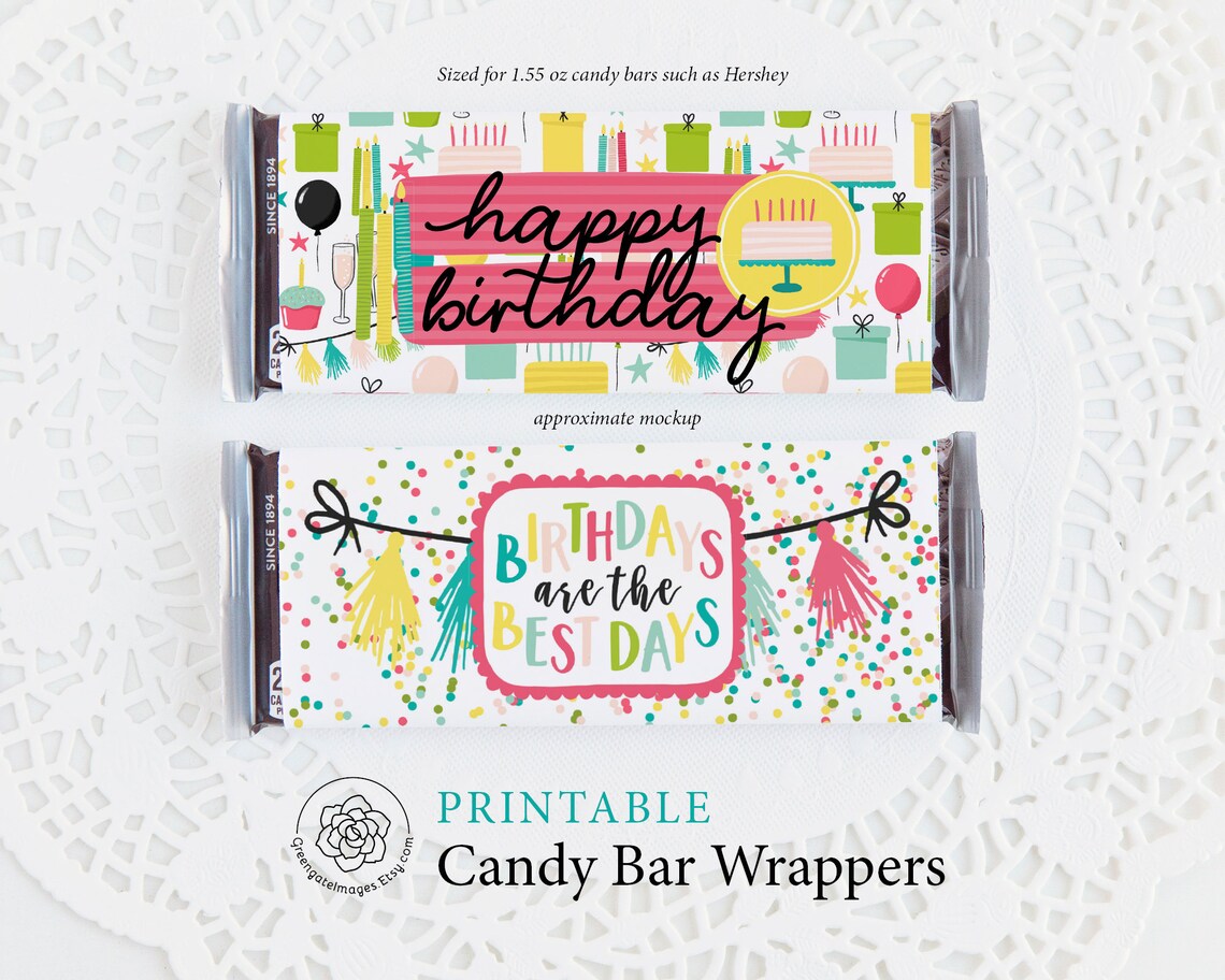 Happy Birthday Candy Bar Wrappers PRINTABLE Hershey Bar - Etsy