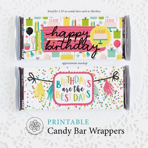 Happy Birthday Candy Bar Wrappers - PRINTABLE Standard Bar Wrapper, Pdf ...