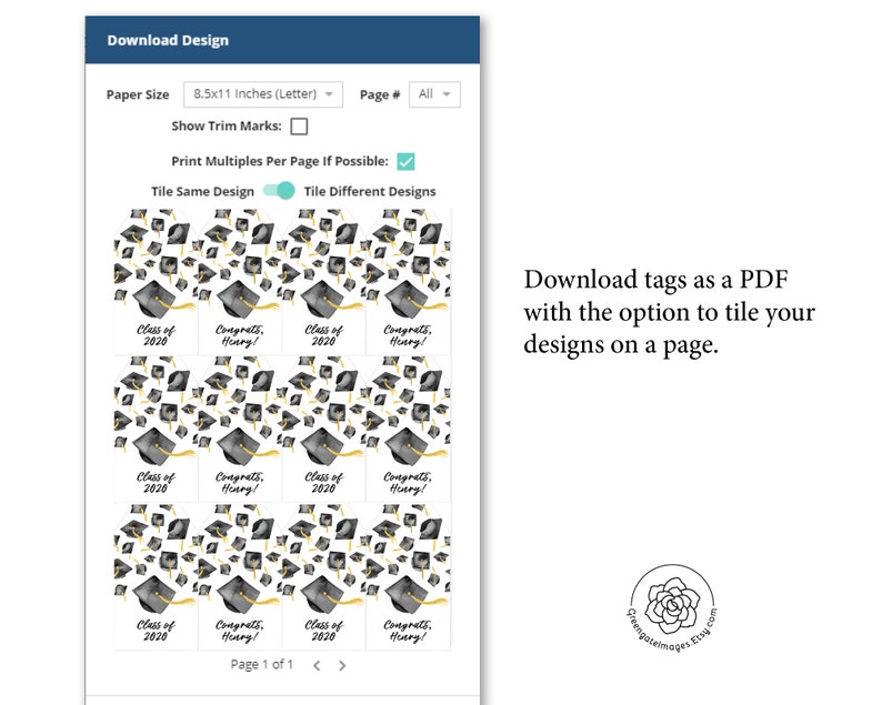 Black Graduation Cap Gift Tags PRINTABLE Editable Corjl | Etsy