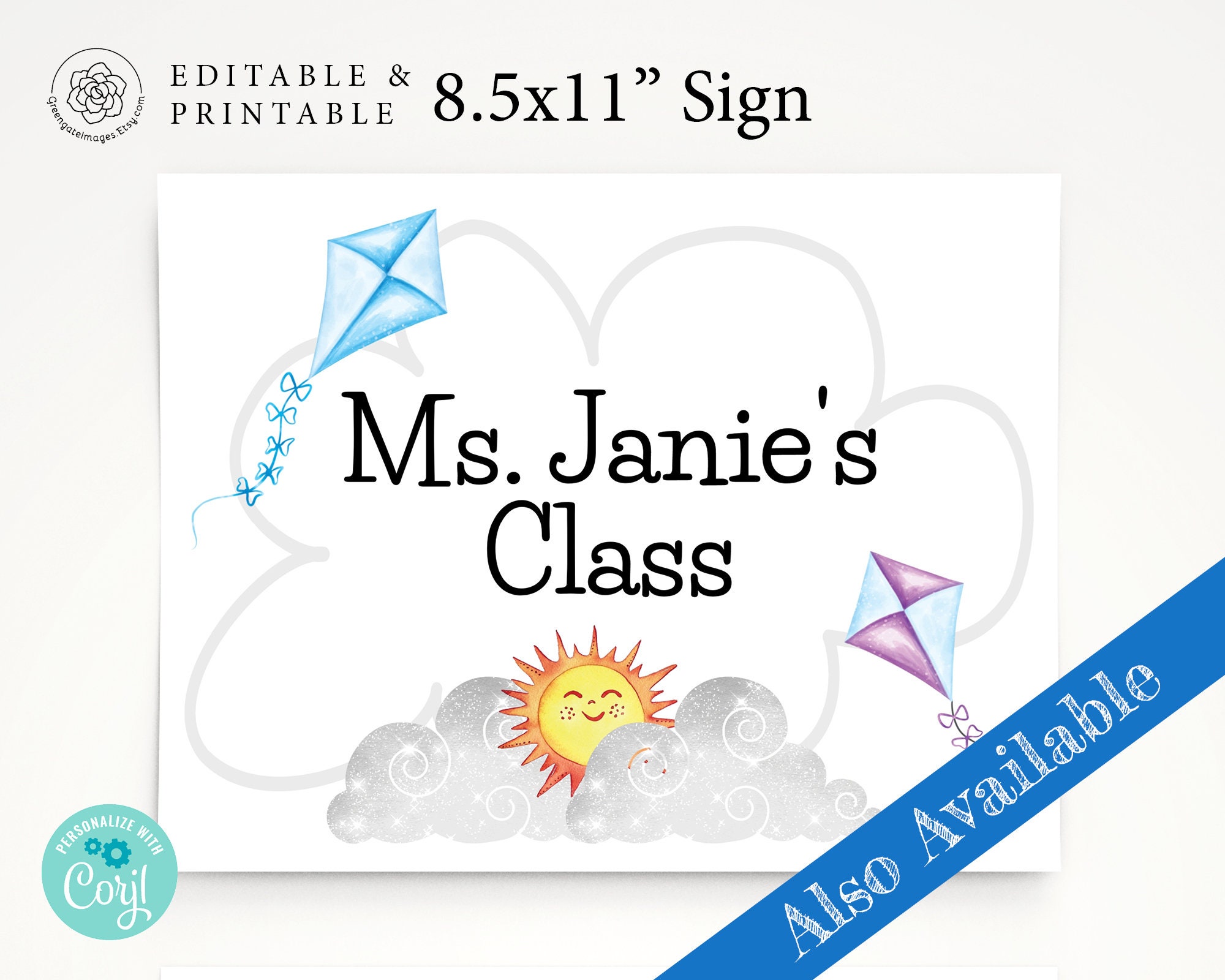 First Day of School Sign Template - Editable Corjl, 8.5x11" Sign ...