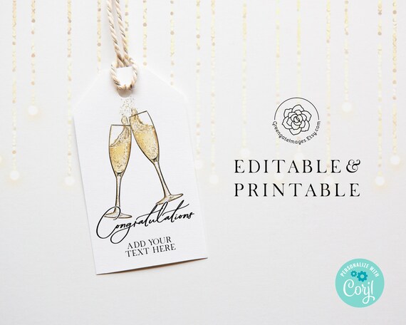 Congratulations Gift Tag Editable in Corjl party | Etsy