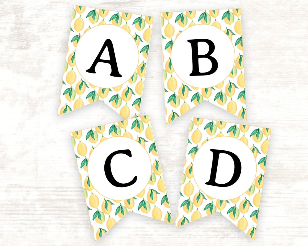 Lemon Message Banner - Printable Bunting, Editable Corjl, Custom ...