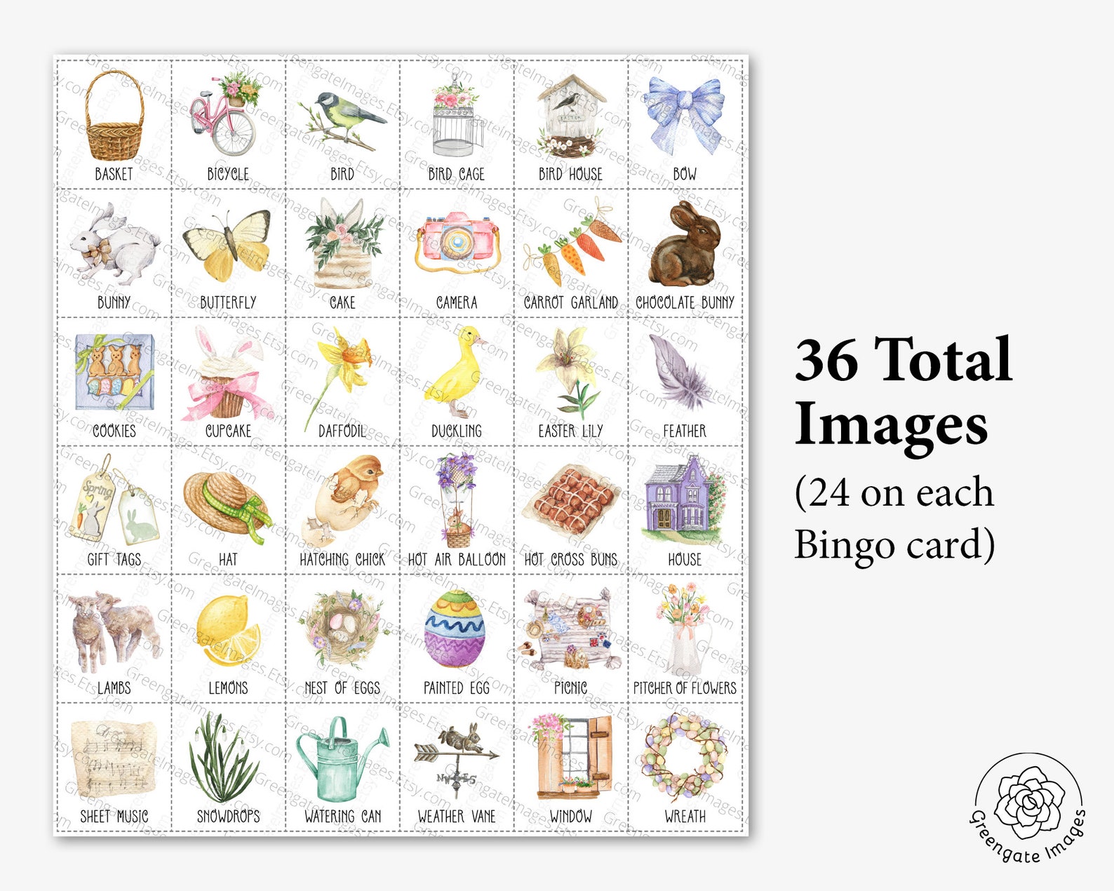 Easter Bingo Cards: 50 Printable Bingo Cards, Senior Citizen Activities ...
