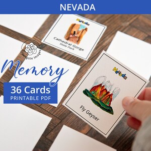 Nevada Memory Game - PRINTABLE Downloadable Activity PDF. Matching Game ...