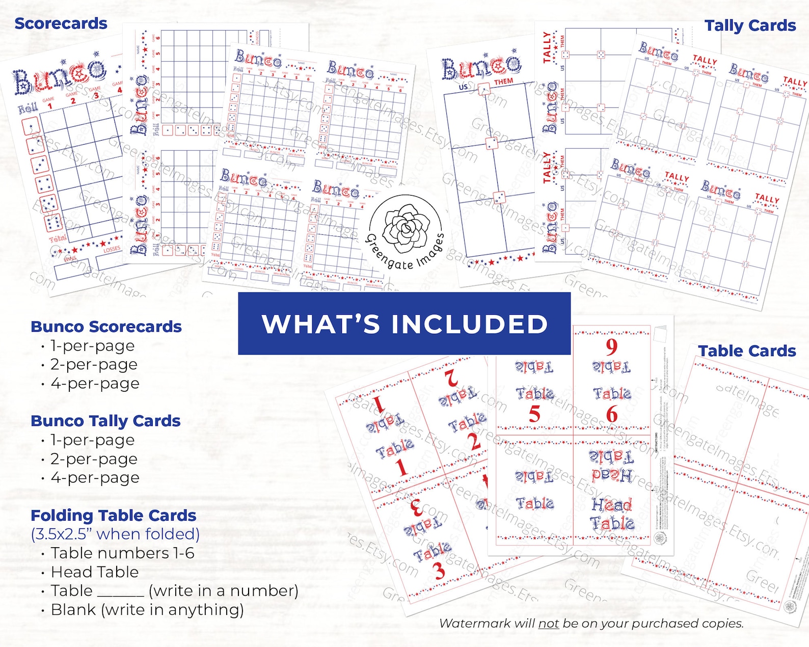 Bunco Scorecard Set - PRINTABLE Digital Download PDF W/tally Sheet ...