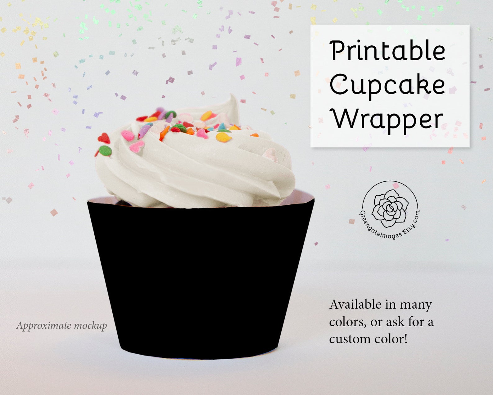 Solid Black Cupcake Wrapper printable instant download | Etsy