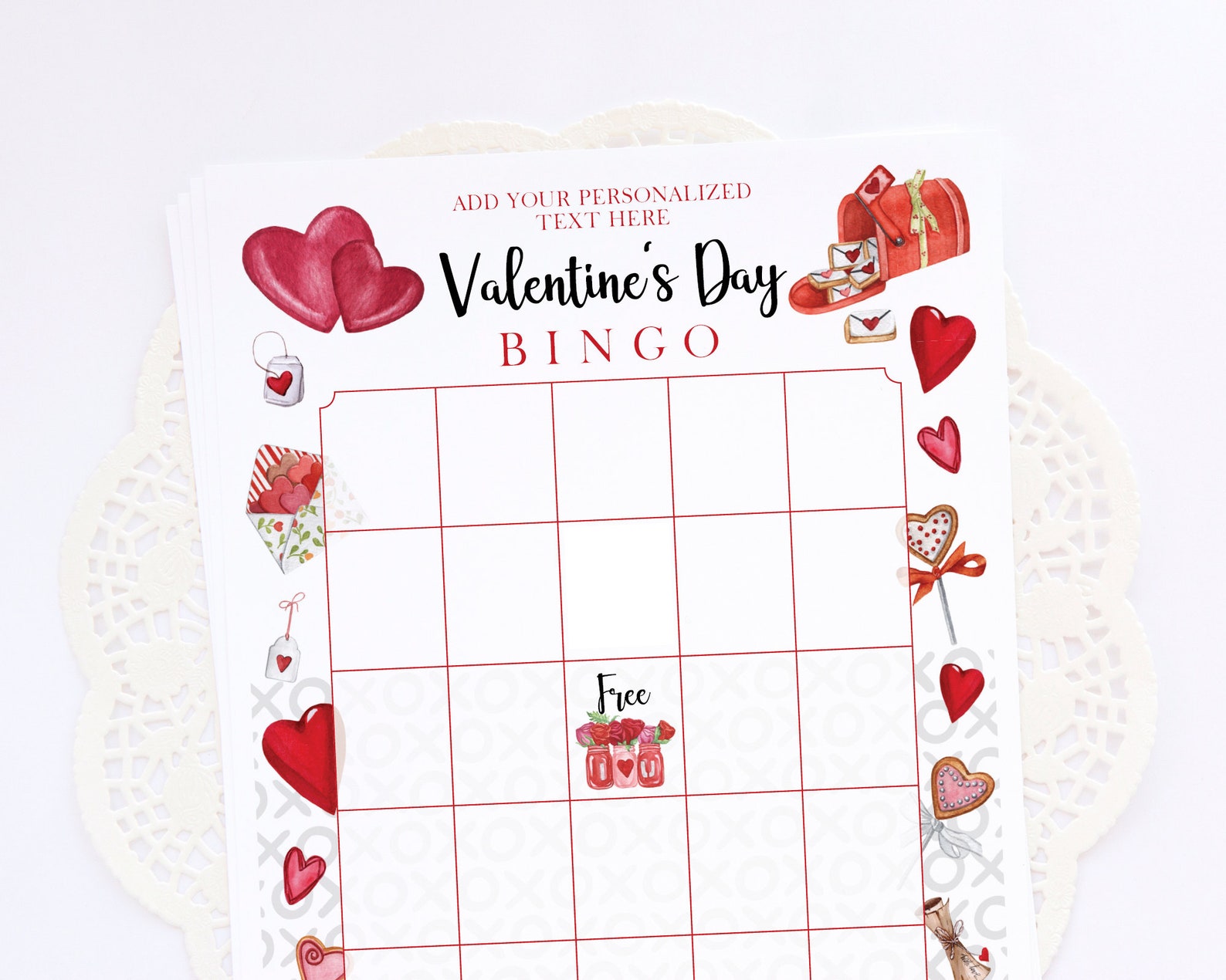 FILLABLE Valentine Heart Bingo Template: 50 Cards Printable | Etsy